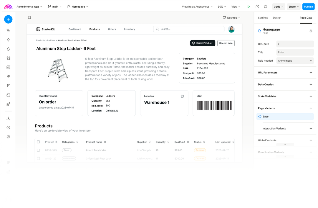 Build an inventory management system 10x faster | Plasmic